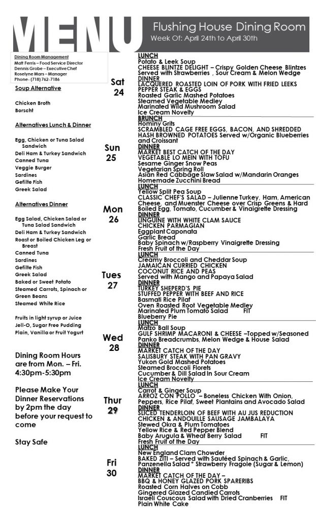 Flushing House - WEBSITE MENU
