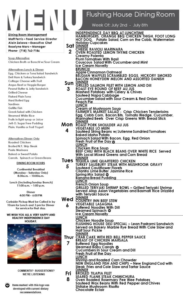 Flushing House - Dining Menu