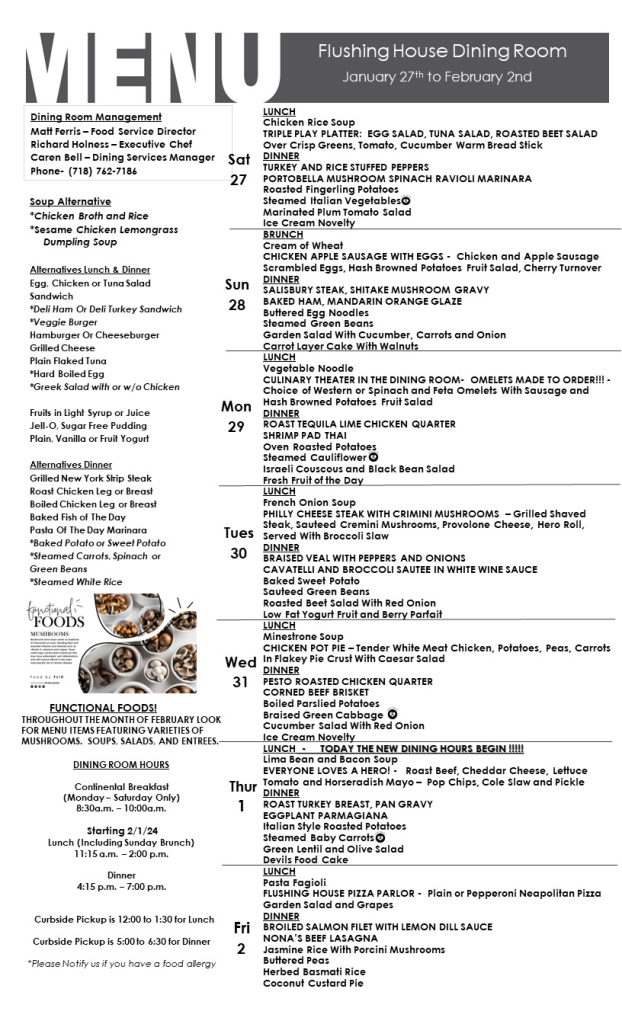 Flushing House - Dining Menu