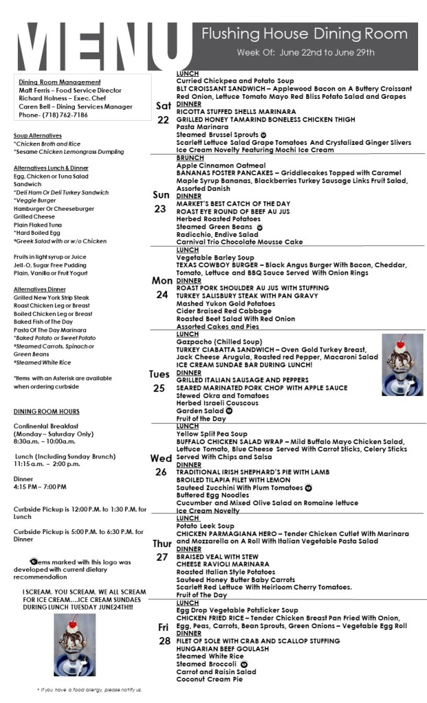 Flushing House - Dining Menu